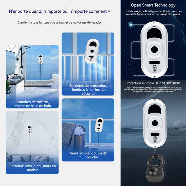 Robot laveur de vitre 5600pa navigation intelligente robot nettoyeur d ...