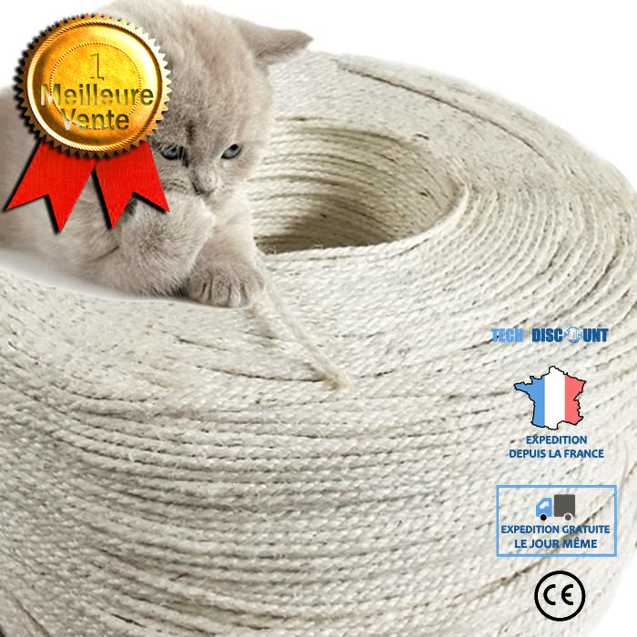 TD® 50 mètres de corde naturelle pour griffoir arbre à chat Corde Tres ...