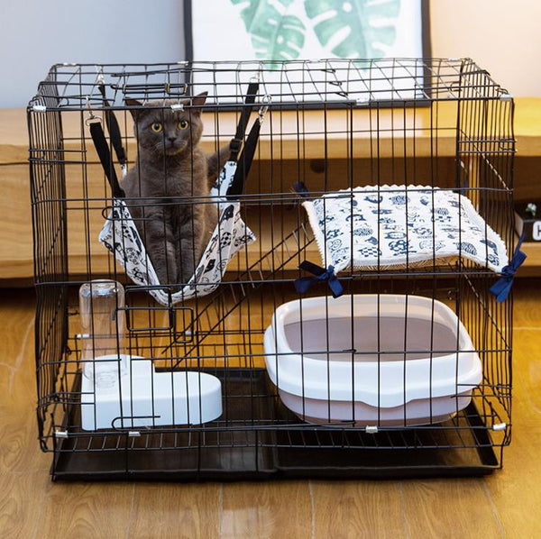 Cage à chat pliante à deux étages grand espace libre ménage cage à cha ...