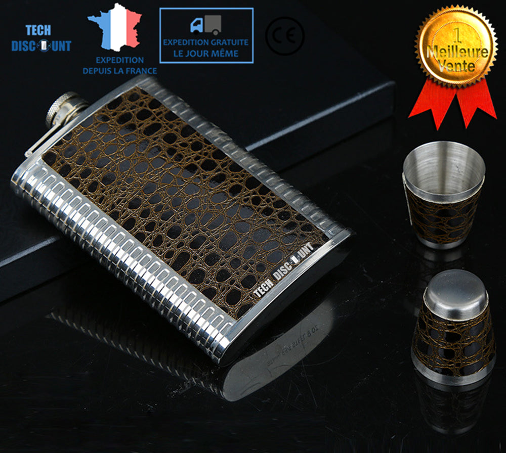 TD® coffret flasque à alcool whisky cuir jack daniel's rhum flacon de ...