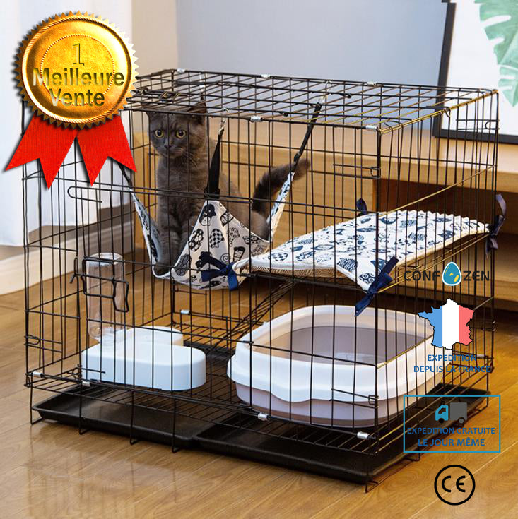 Cage à chat pliante à deux étages grand espace libre ménage cage à cha ...